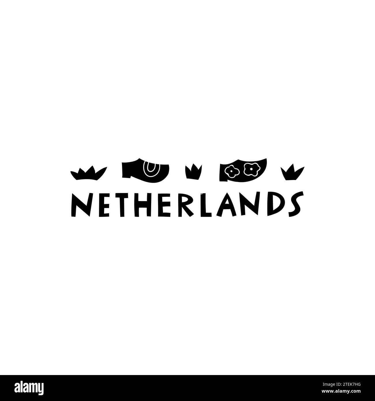 Vector Hand Drawn Netherlands Label. Travel Europe Illustration. Hand ...