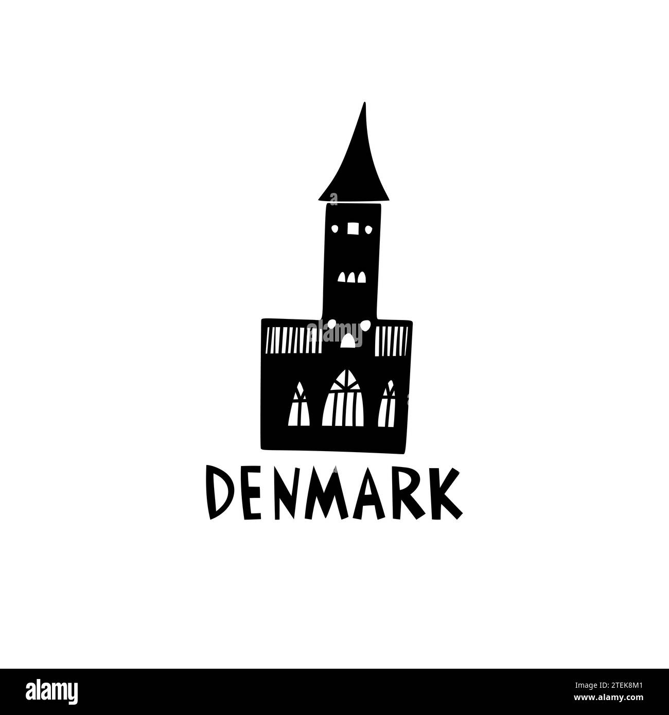 Vector Hand Drawn Denmark Label. Travel Skandinavian Illustration. Hand ...