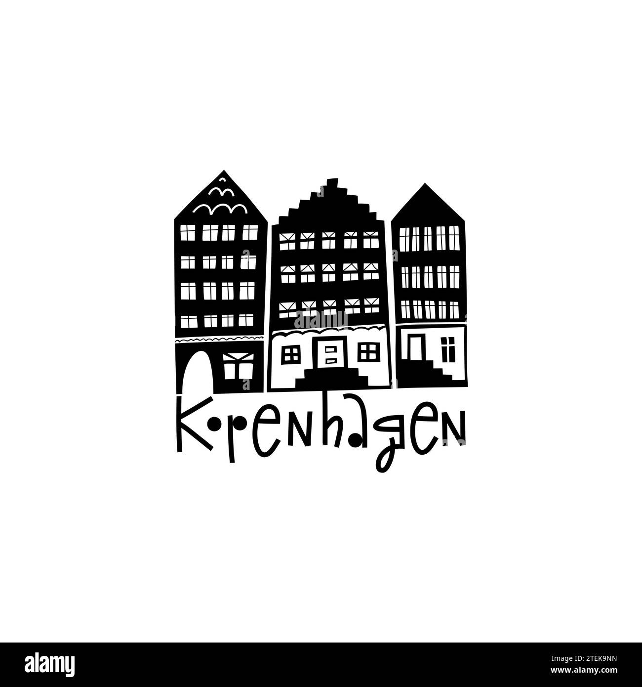 Vector Hand Drawn Denmark Label. Travel Skandinavian Illustration. Hand ...