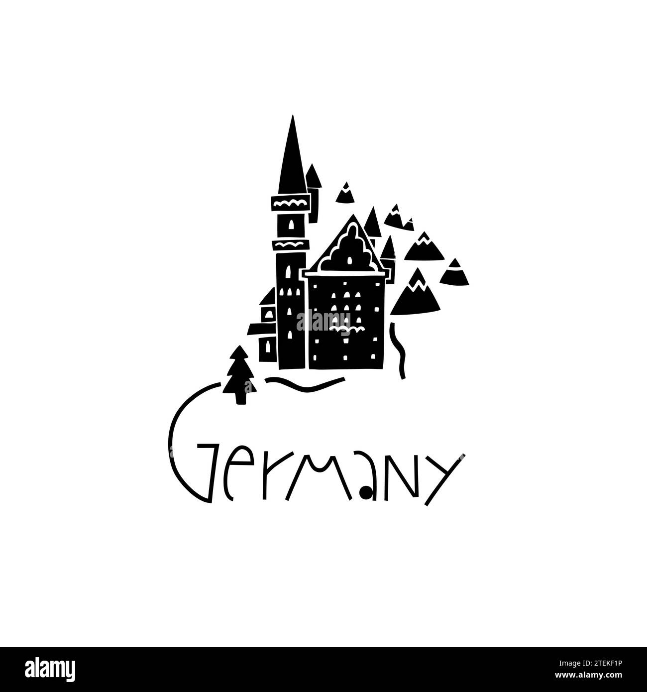 Vector Hand Drawn Germany Label. Travel Europe Illustration. Hand ...