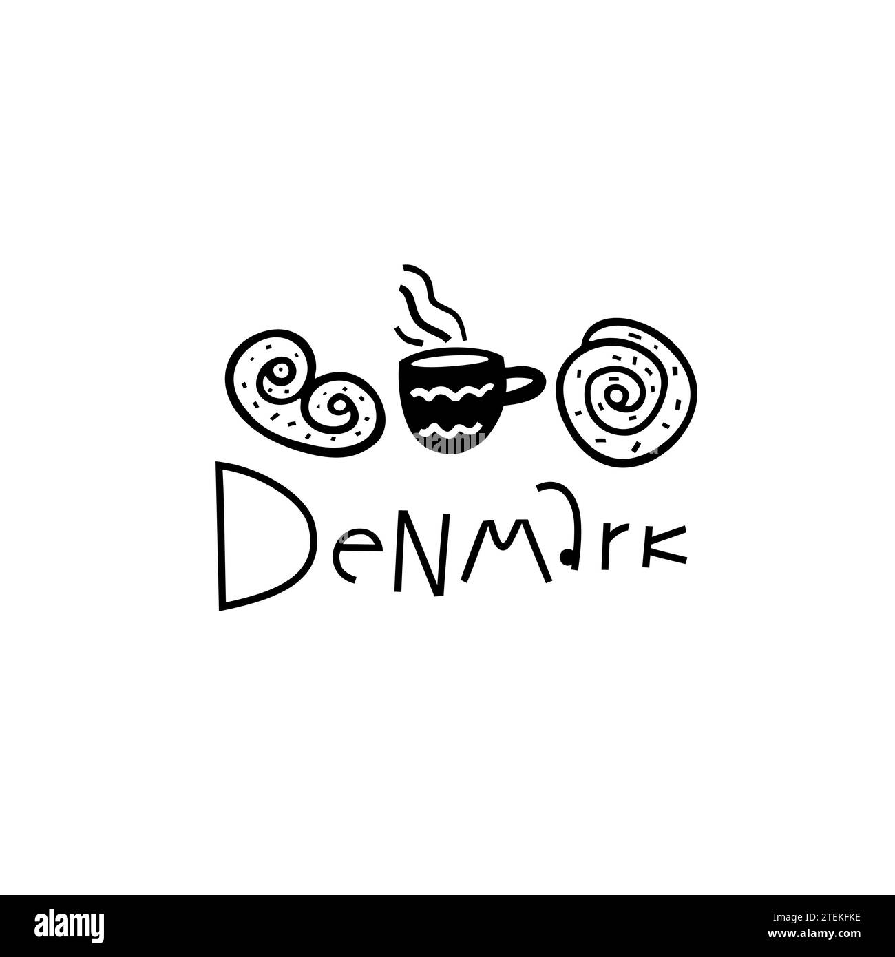 Vector Hand Drawn Denmark Label. Travel Skandinavian Illustration. Hand ...