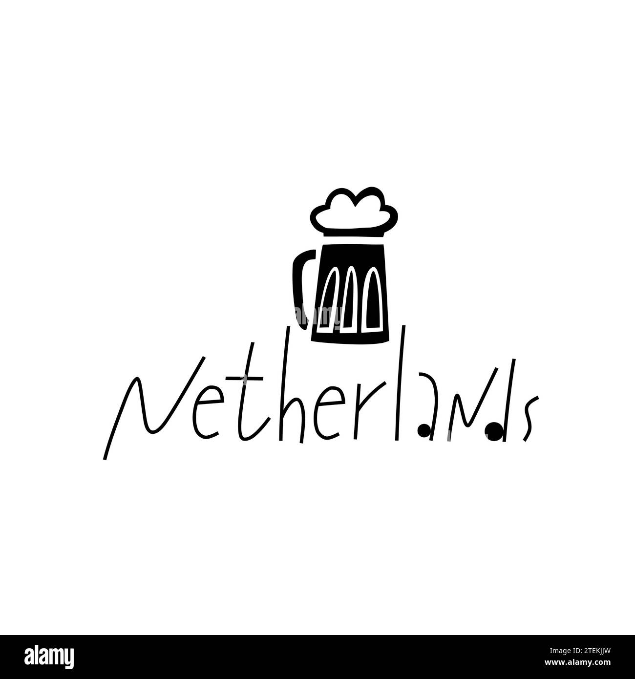 Vector Hand Drawn Netherlands Label. Travel Europe Illustration. Hand ...