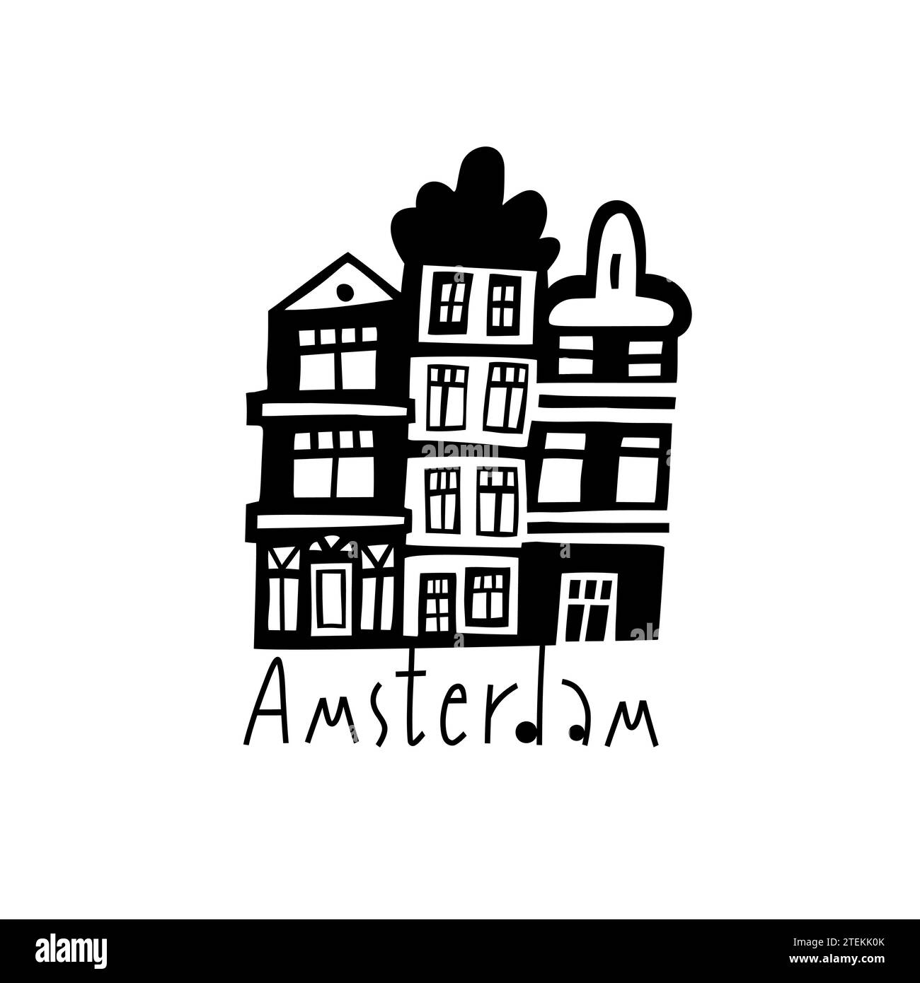 Vector Hand Drawn Netherlands Label. Travel Europe Illustration. Hand ...