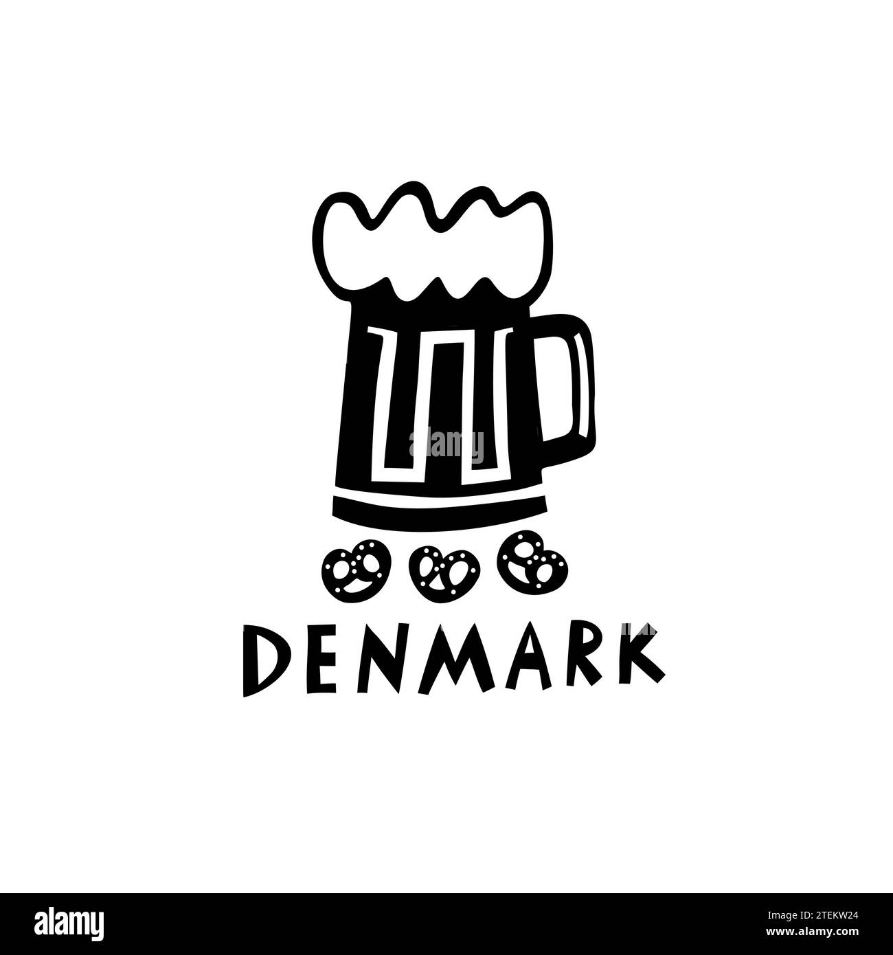 Vector Hand Drawn Denmark Label. Travel Skandinavian Illustration. Hand ...