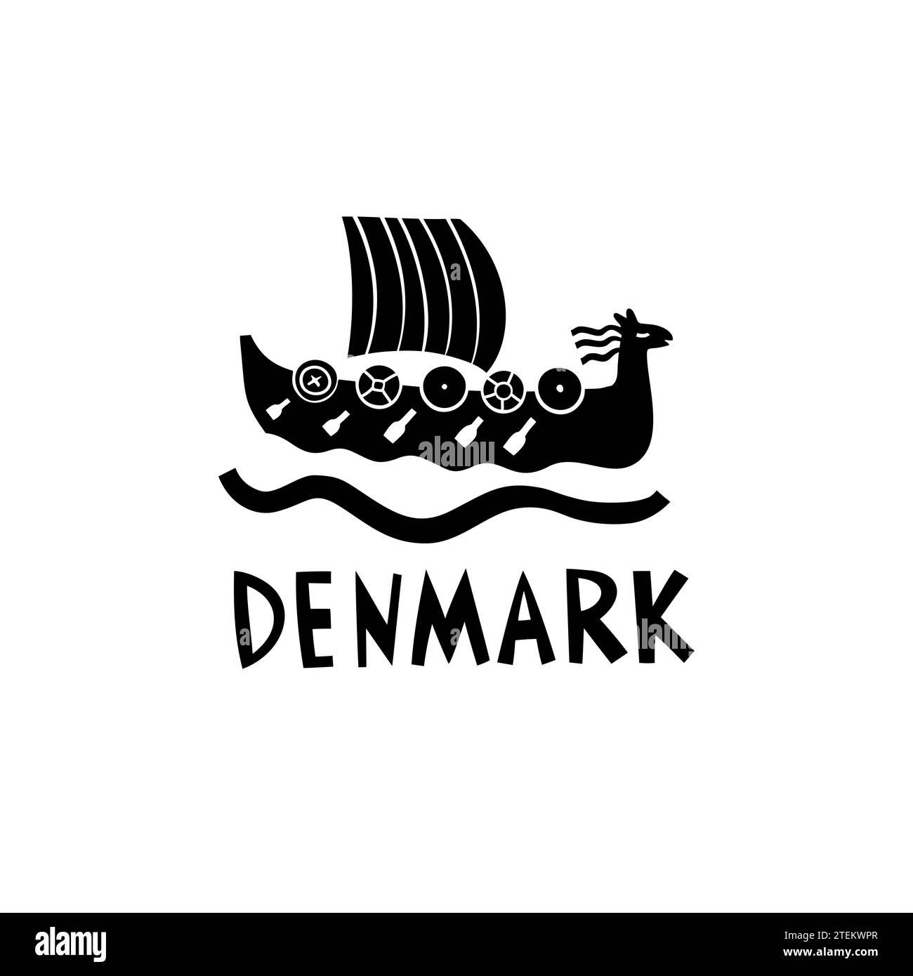 Vector Hand Drawn Denmark Label. Travel Skandinavian Illustration. Hand ...
