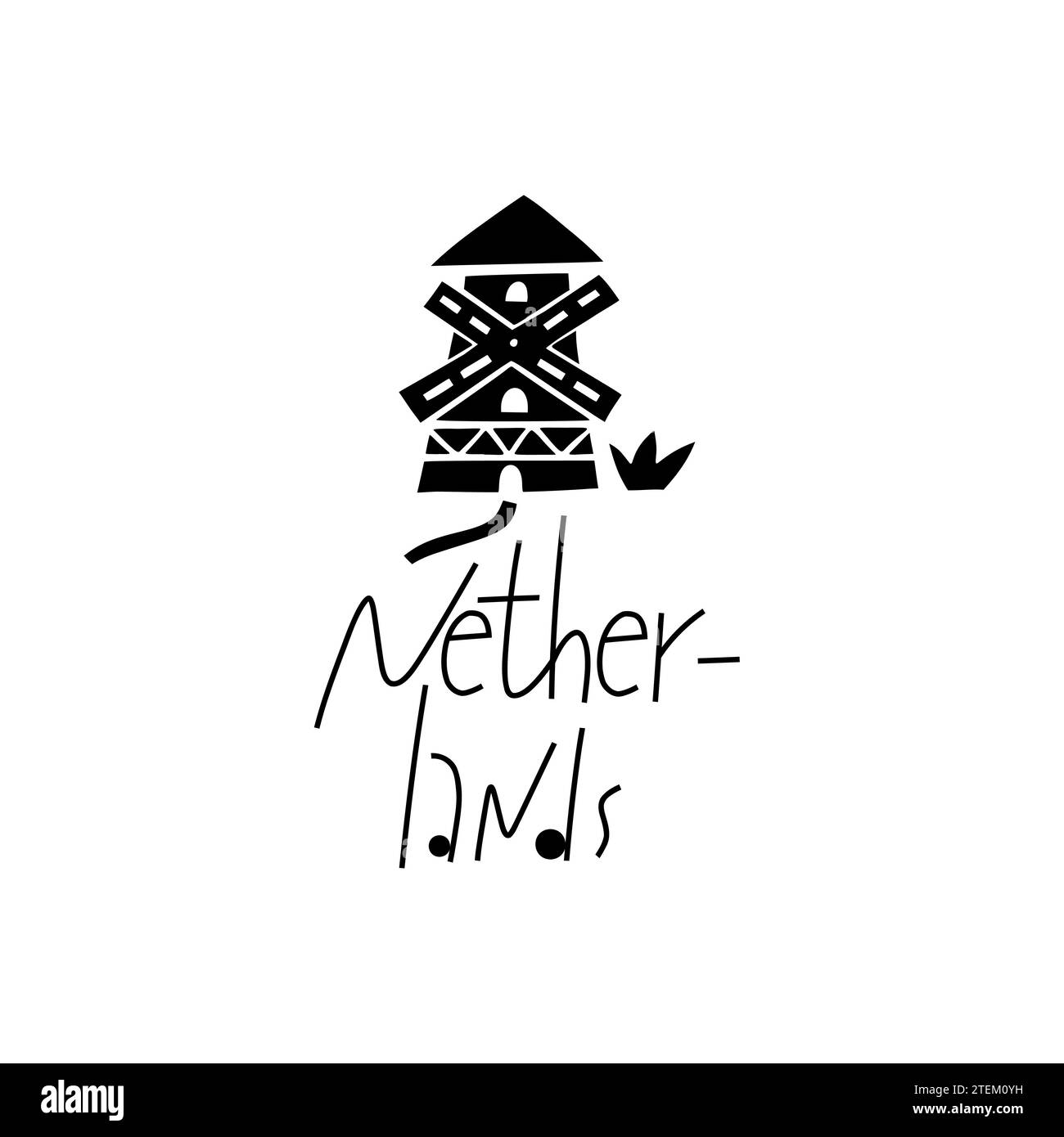 Vector Hand Drawn Netherlands Label. Travel Europe Illustration. Hand ...