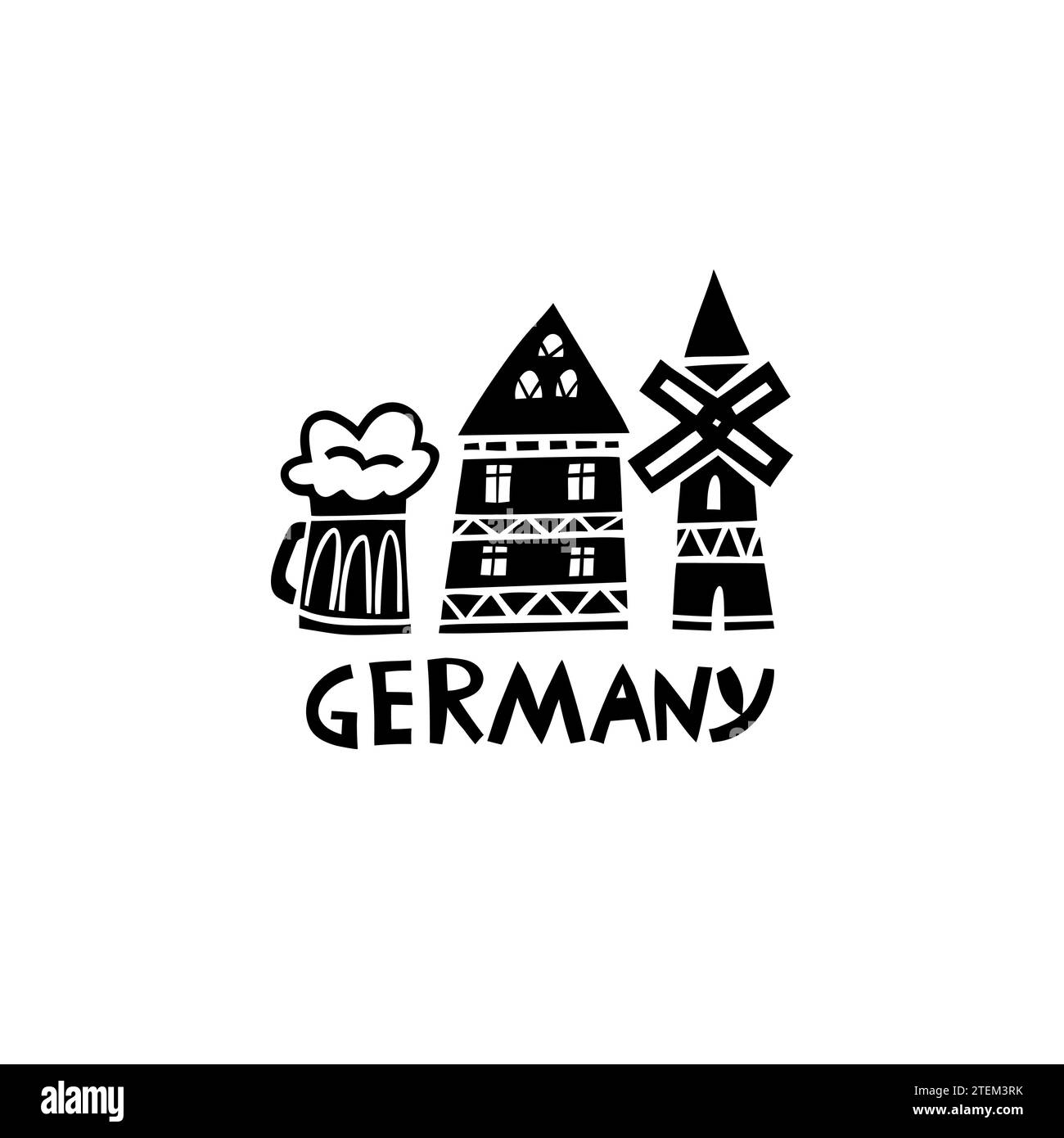 Vector Hand Drawn Germany Label. Travel Europe Illustration. Hand ...