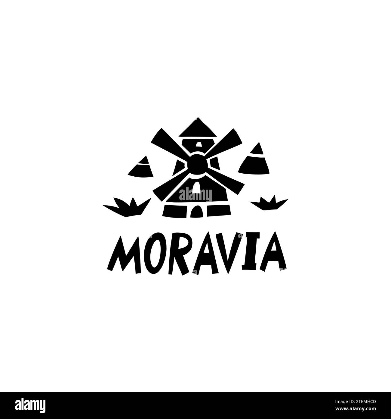 Vector Hand Drawn Czech Republic Label. Travel Europe Illustration ...