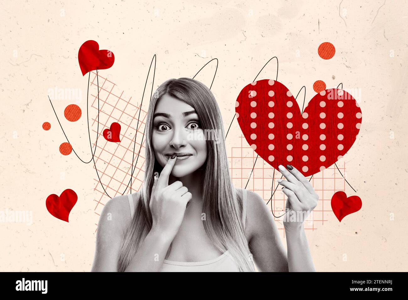 Collage creative poster black white filter lovely charm beauty young ...