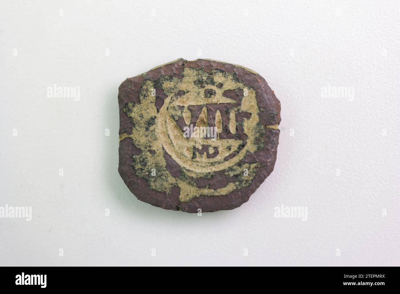 old coin on white background with background cutout historical metal ...