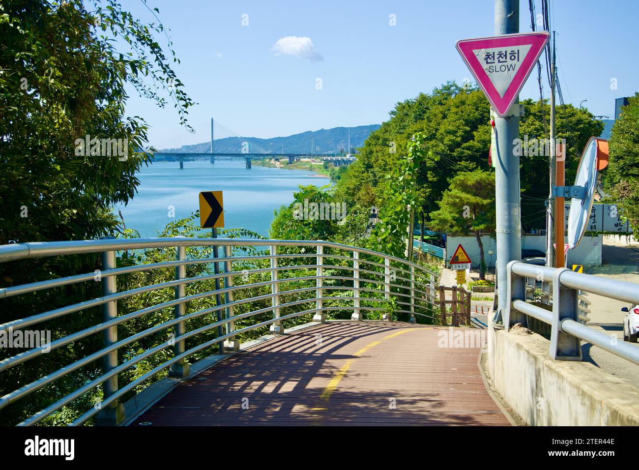 Namyangju City, South Korea - September 30, 2023: Cyclists navigate the ...
