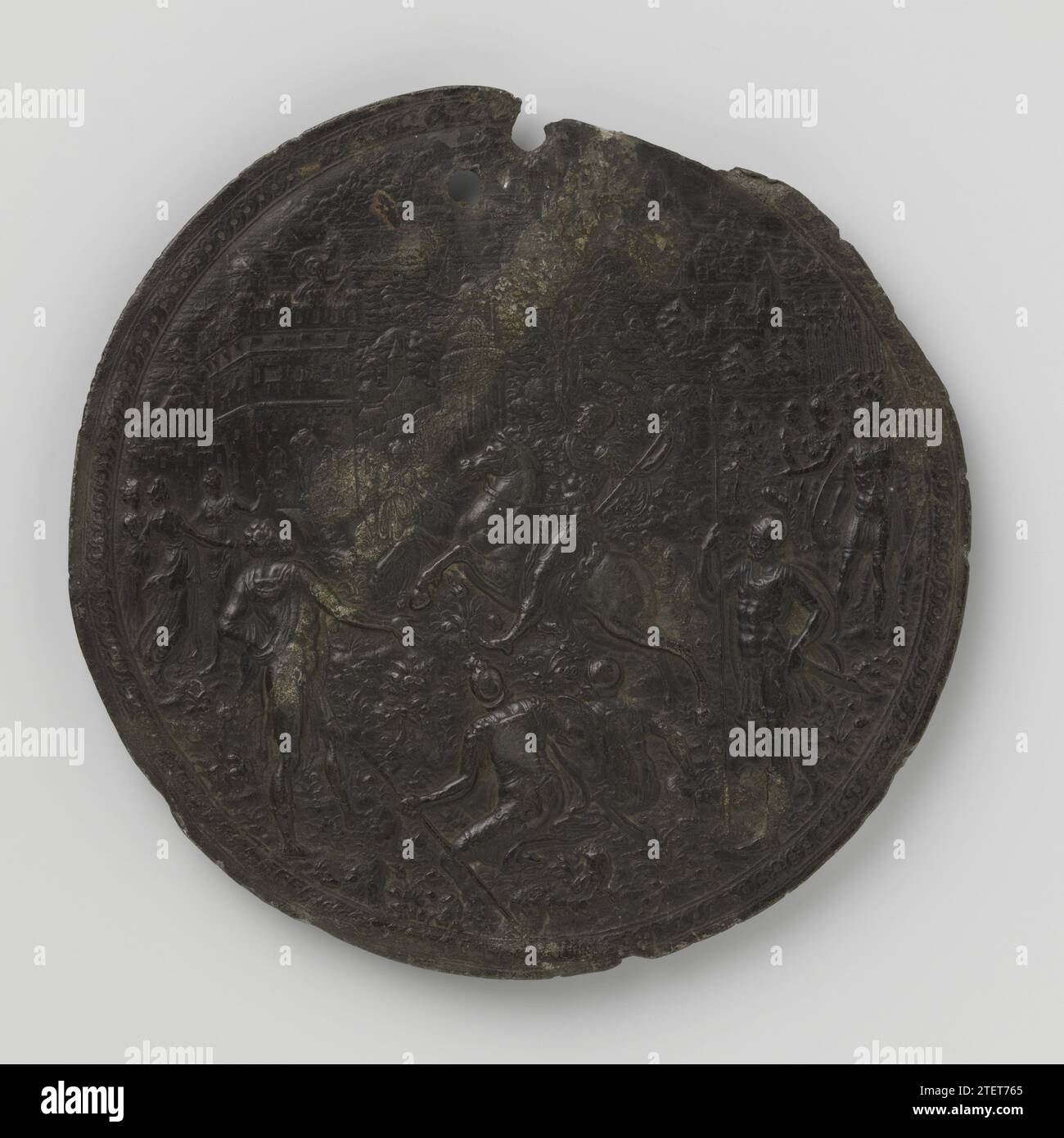 Scylla a minos, his jamnitzer, 1569 Round, lead plaque. In the middle ...