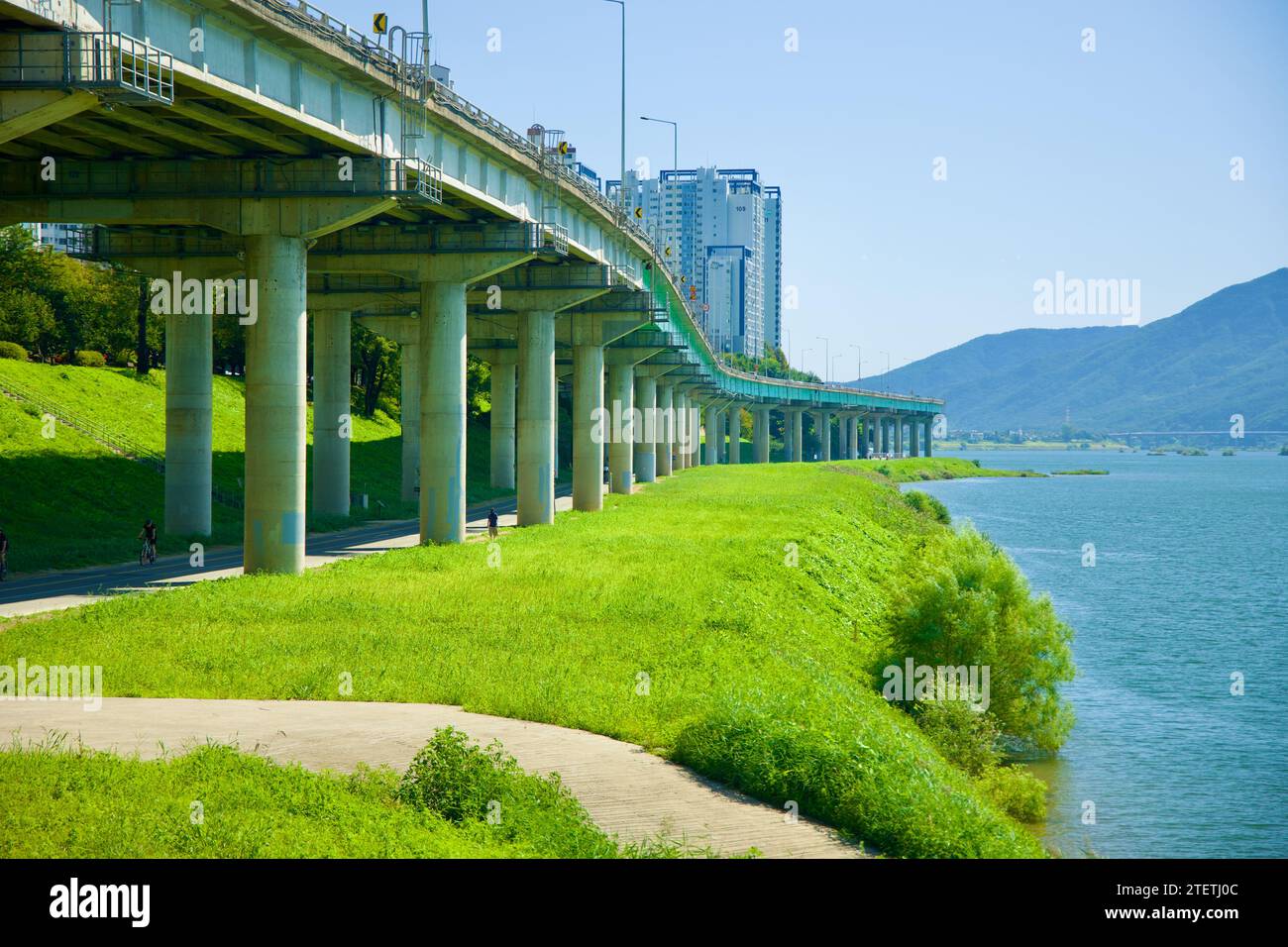 Namyangju City, South Korea - September 30, 2023: Cycling and walking ...