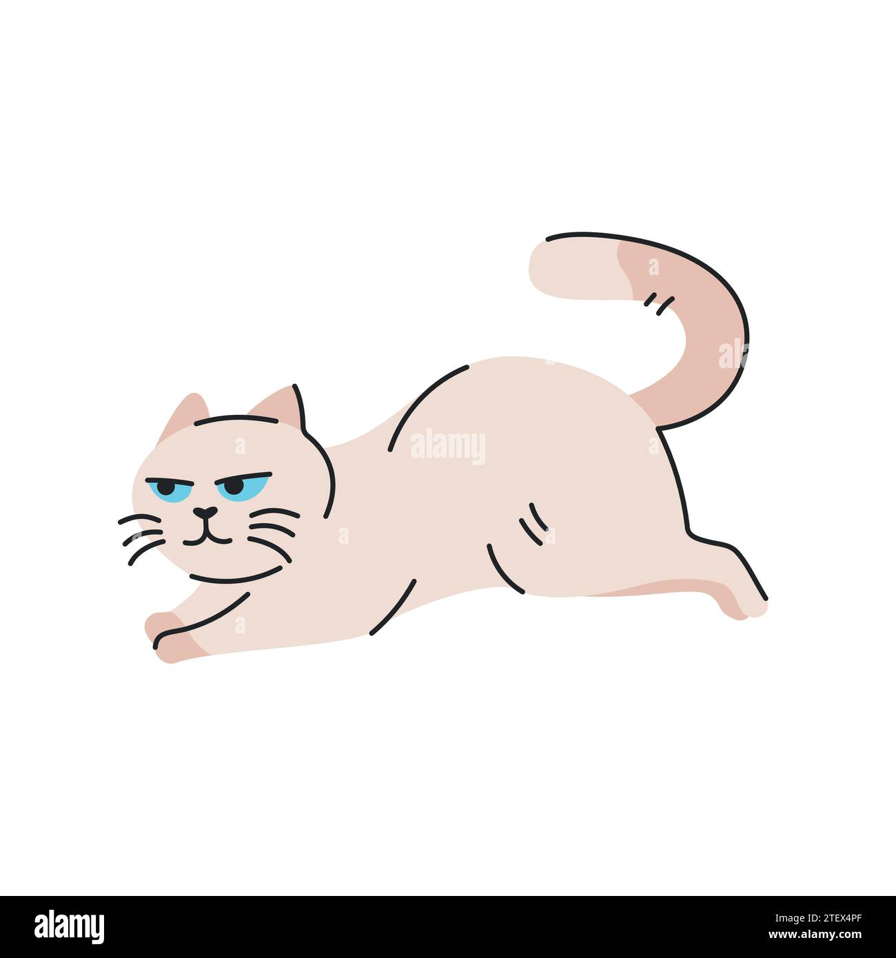 The cat is running color element. Cartoon cute animal. Hand draw vector ...