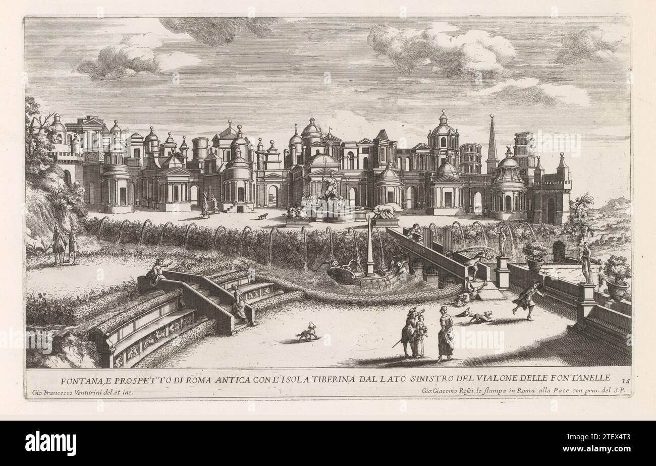 Fountain of the Little Rome in the gardens of the Villa d'Este in ...