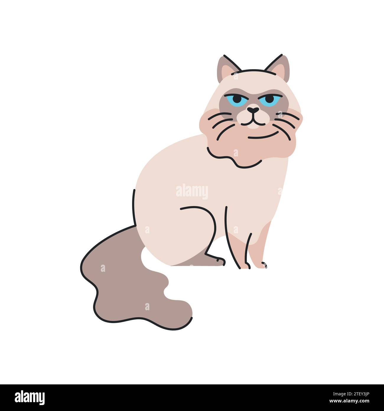 The cat ragdoll is standing color element. Cartoon cute animal. Hand ...