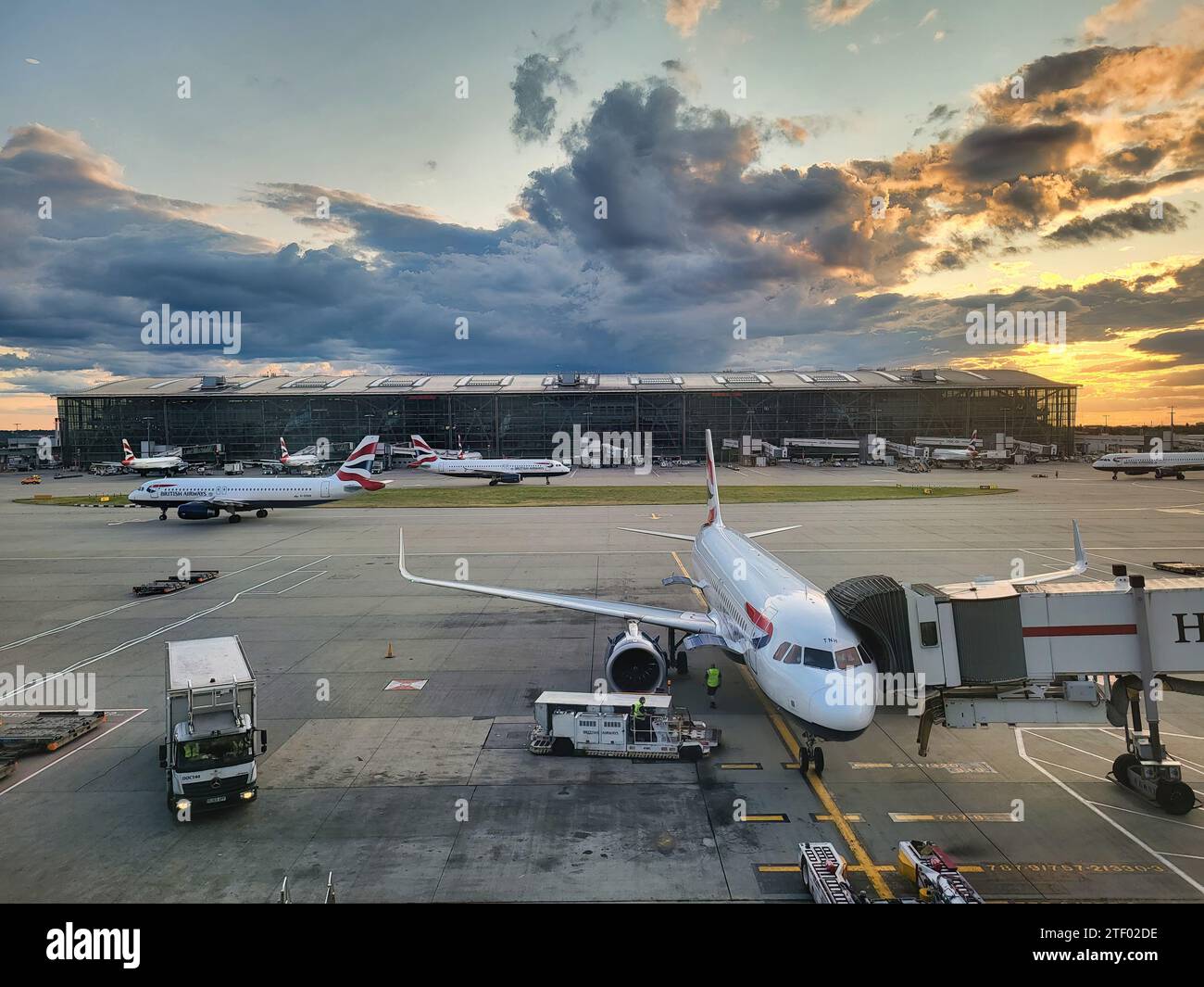 HEATHROW, ENGLAND -19 JUL 2023- View of an airplane from British ...