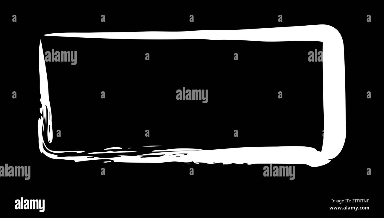 Rectangle frame hand painted with white paint brush on black background ...