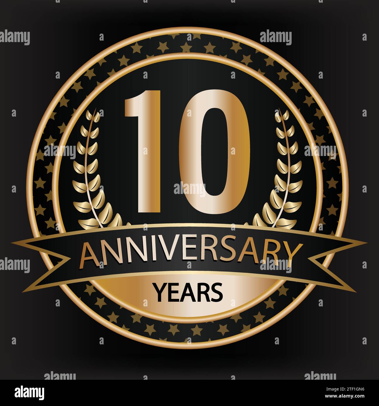 Gold 10 anniversary celebration Stock Vector Images - Alamy