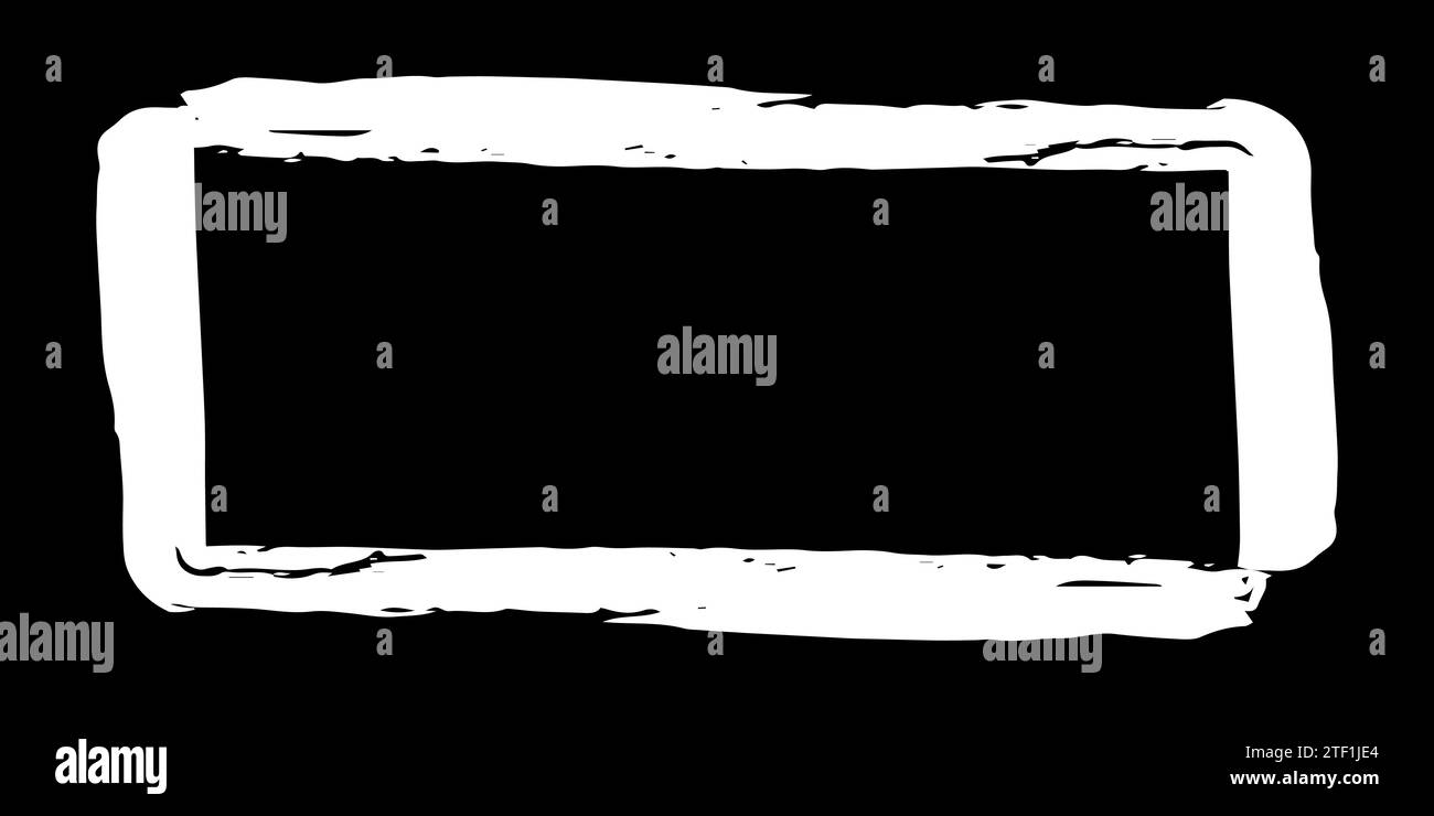 Rectangle frame hand painted with white paint brush on black background ...