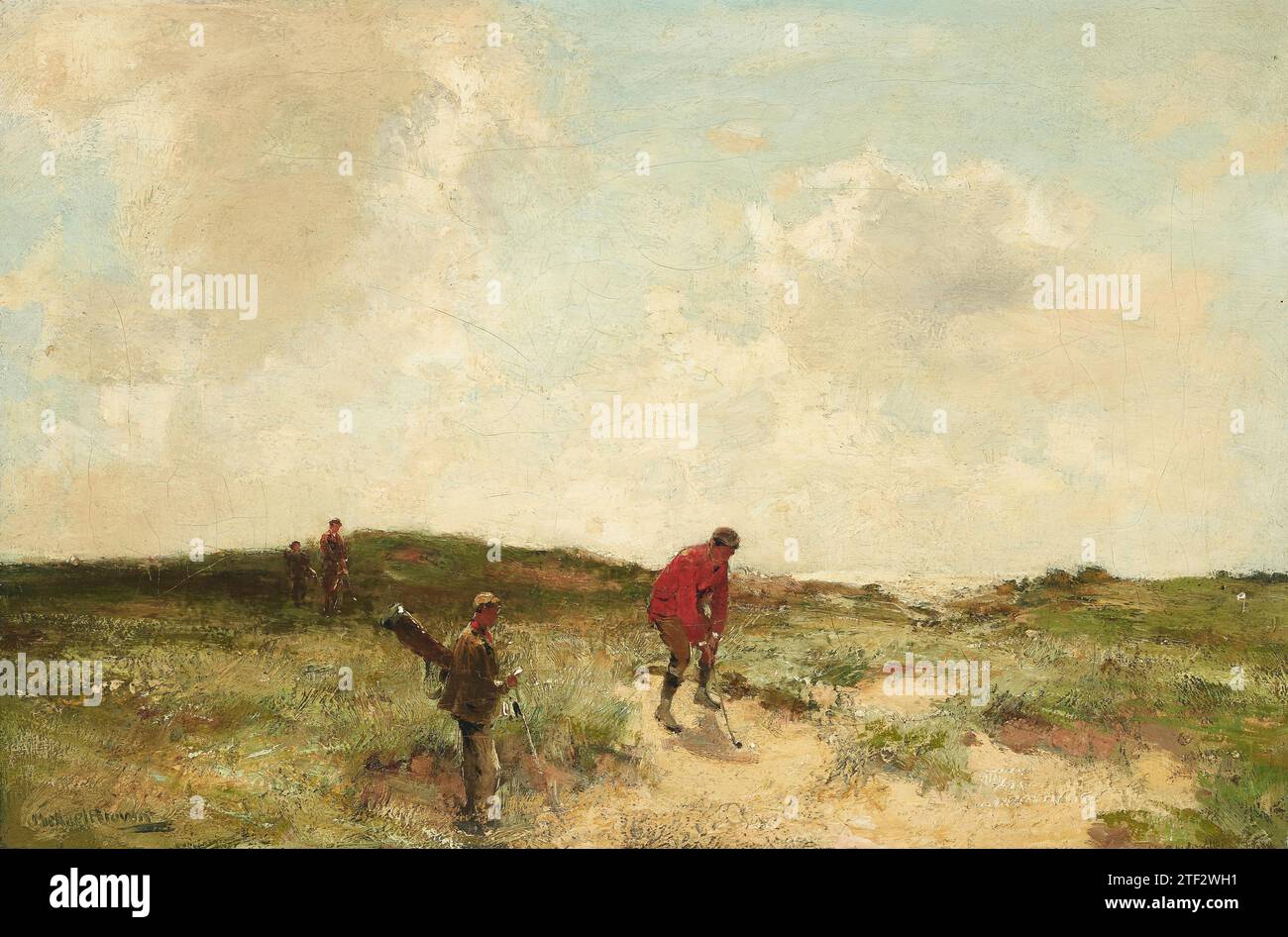 GOLF painting by (James) Michael Brown (1843-1947) Leven Links. Oil on ...