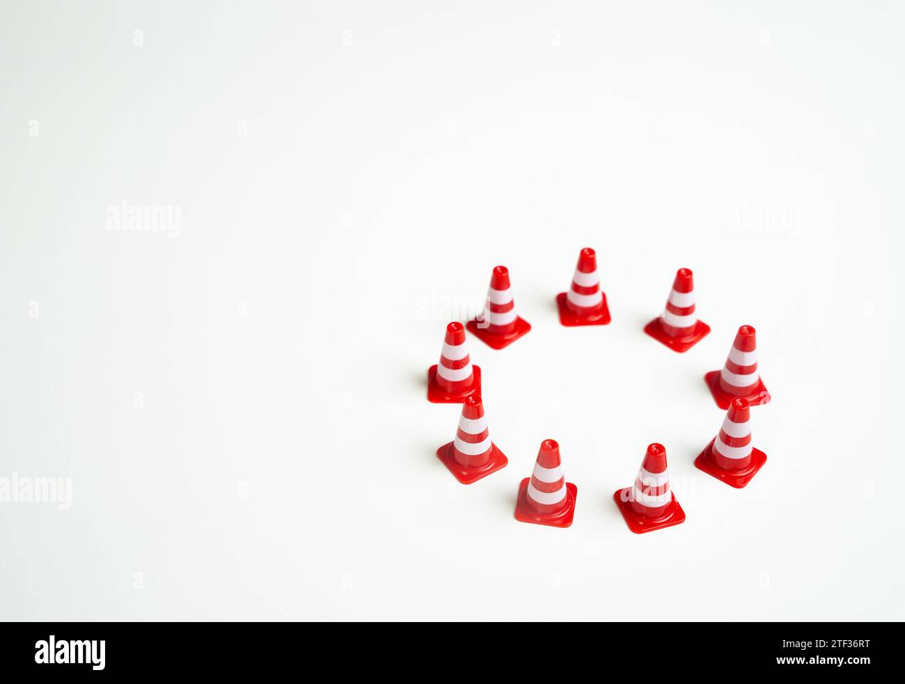 Circle of traffic cones. Localize the danger. Safety. Life and health ...