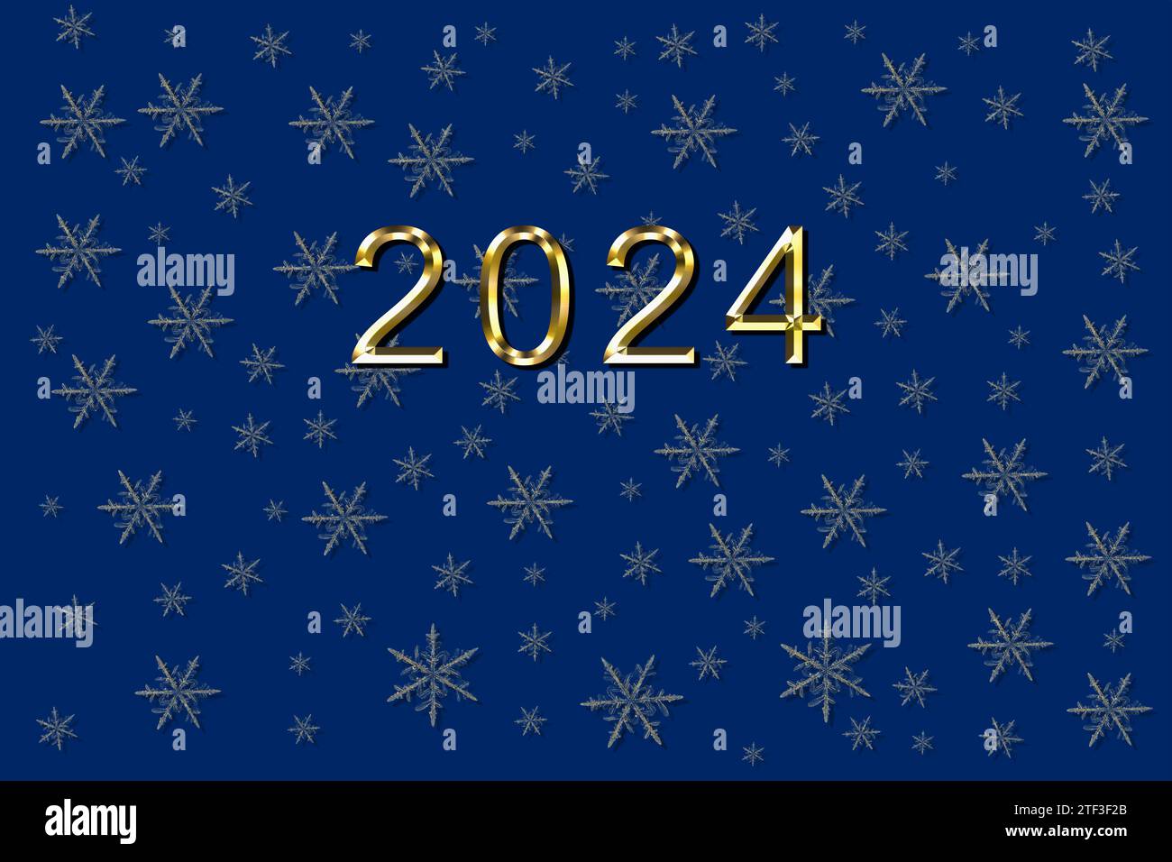 year 2024 golden new year, snowflakes with brilliant prospects with ...