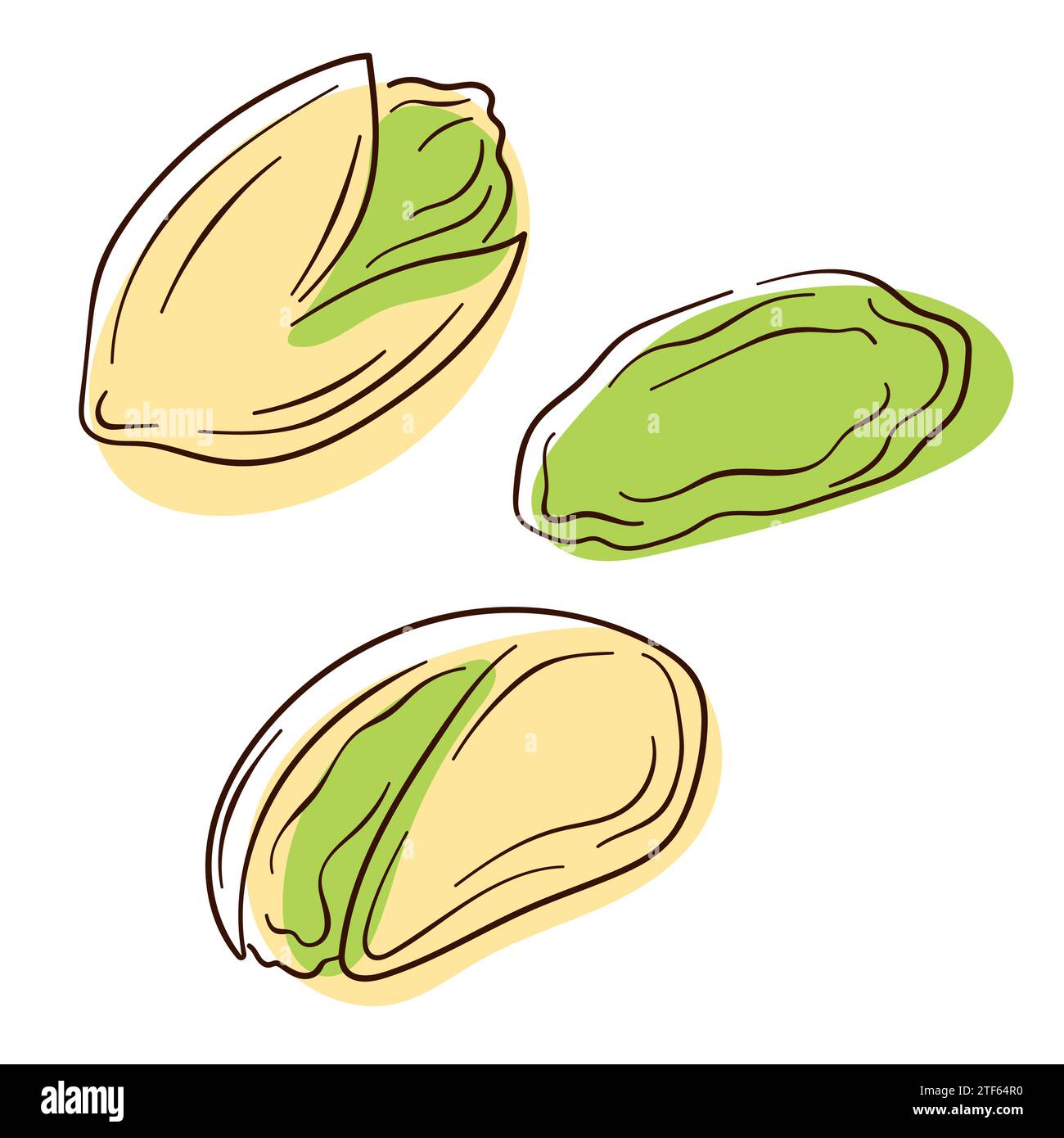 Pistachio icon in line and color art style. Flat nut design for menu ...