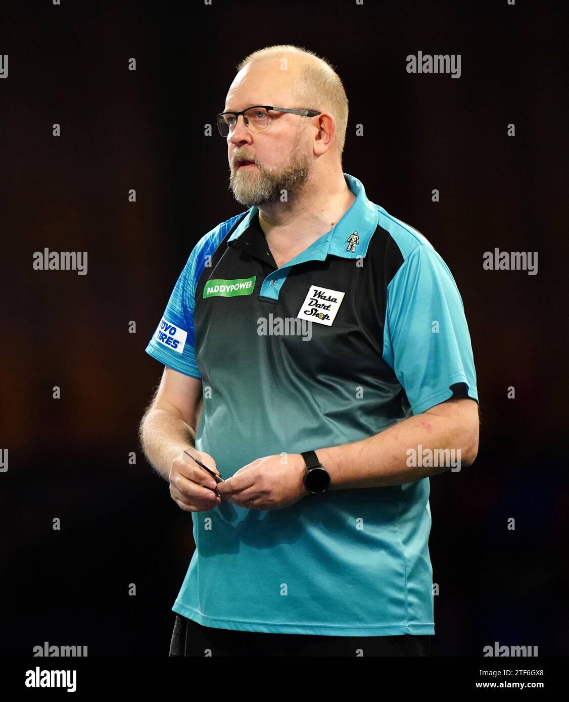 Marko Kantele walks out to play Radek Szaganski (not pictured) on day ...