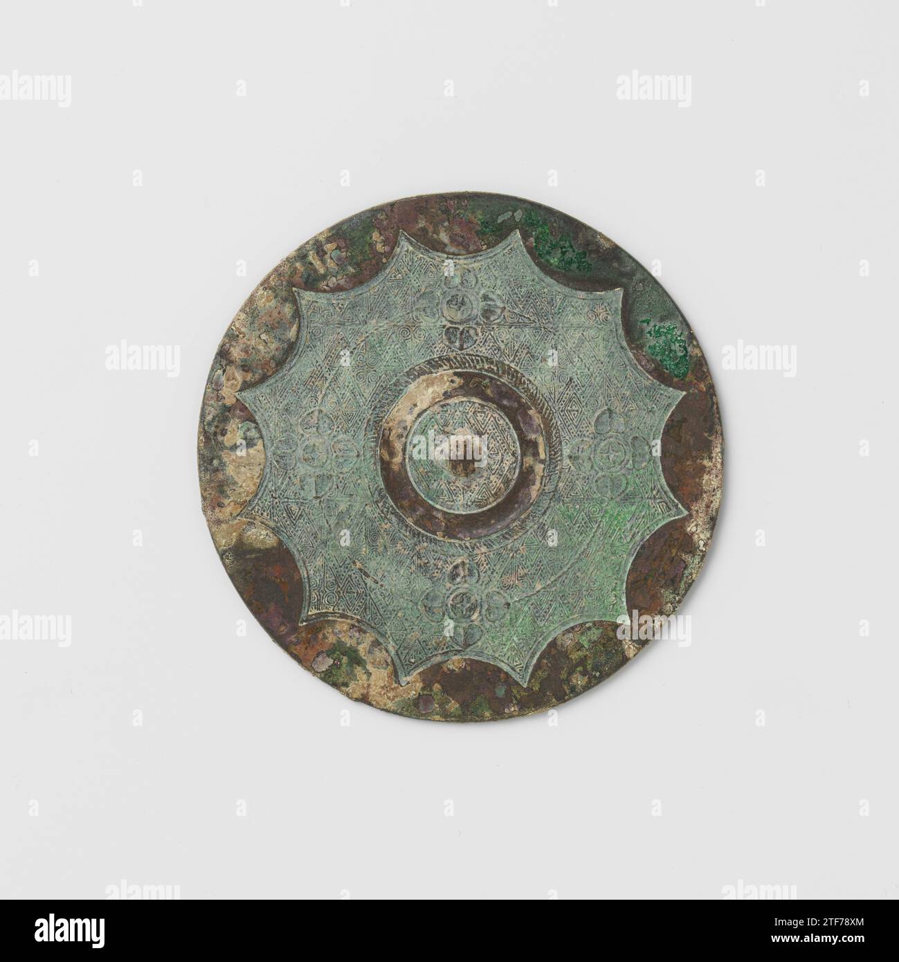 Mirror with scalloped edge and rosettes, anonymous, -500 - -200 Four ...