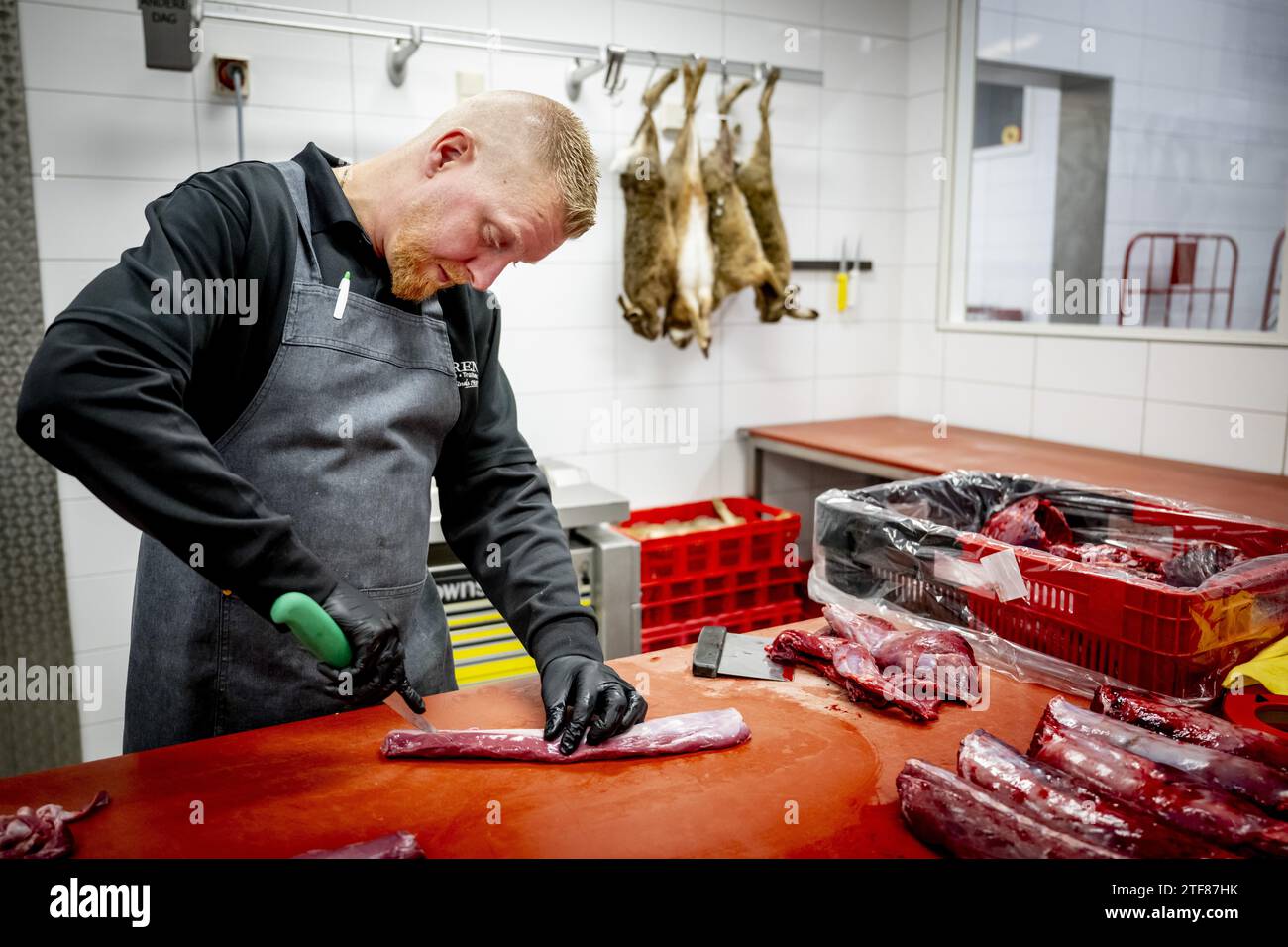 ROTTERDAM - Employees of a poulterer process orders the day before ...