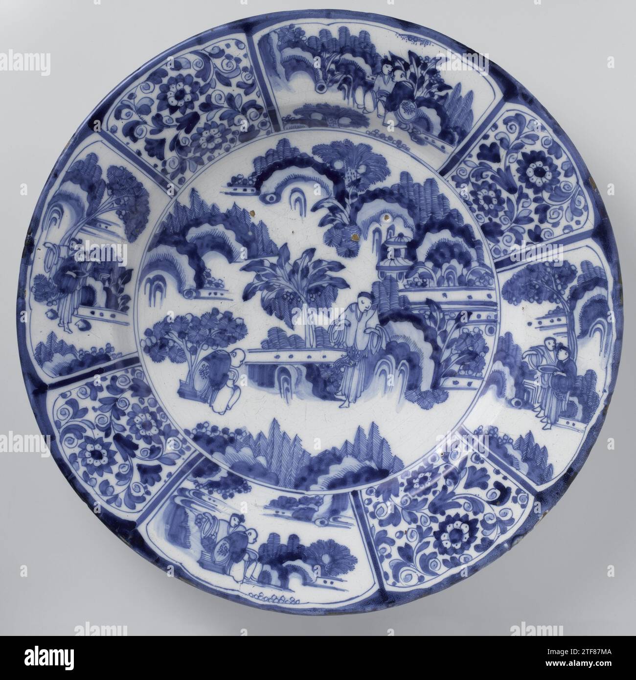 Charger, anonymous, c. 1650 - c. 1665 Round dish of blue painted ...