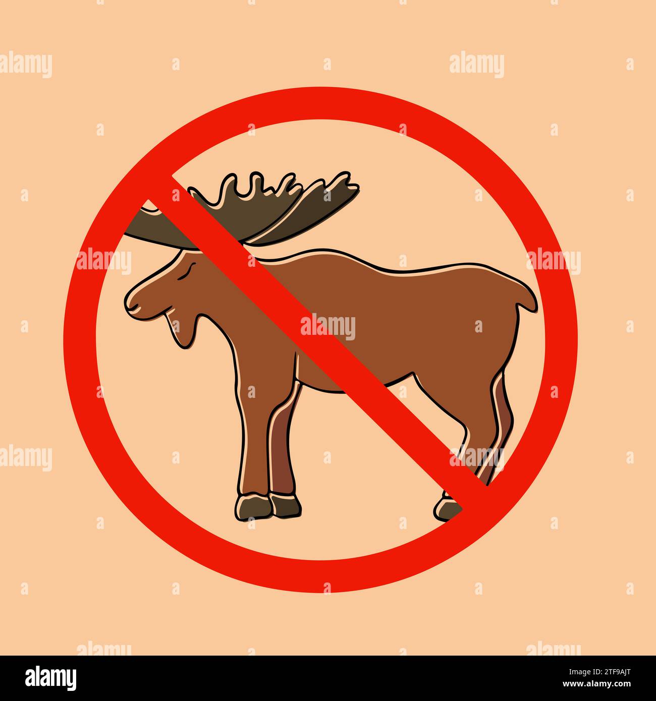 Vector isolated illustration of moose extermination prohibition sign ...