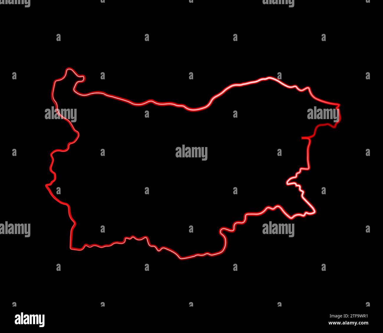 Vector isolated illustration of Bulgaria map with neon effect Stock ...