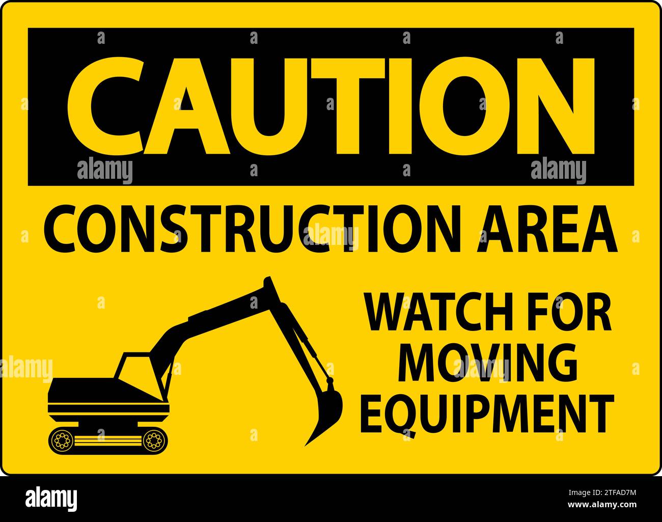 Caution Sign Construction Area - Watch For Moving Equipment Stock ...