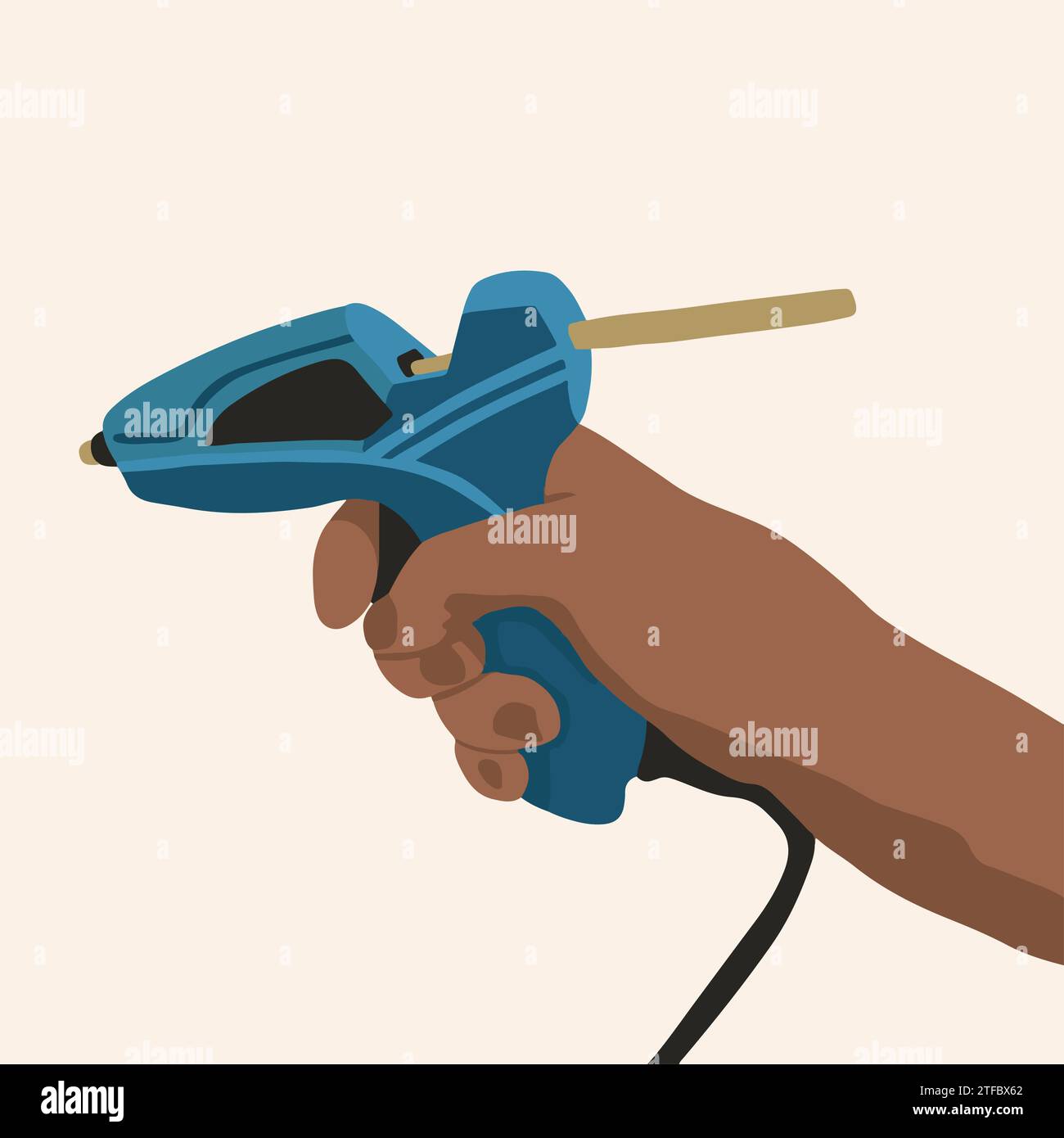Vector Isolated Illustration Of A Hand Holding A Glue Gun Stock Vector