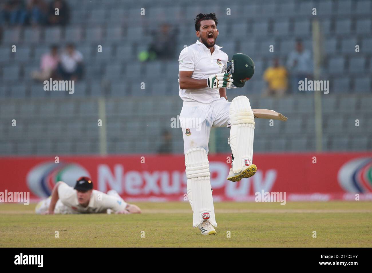 Bangladeshi Test Cricket capatin Najmul Hasan Shanto celebrates after ...