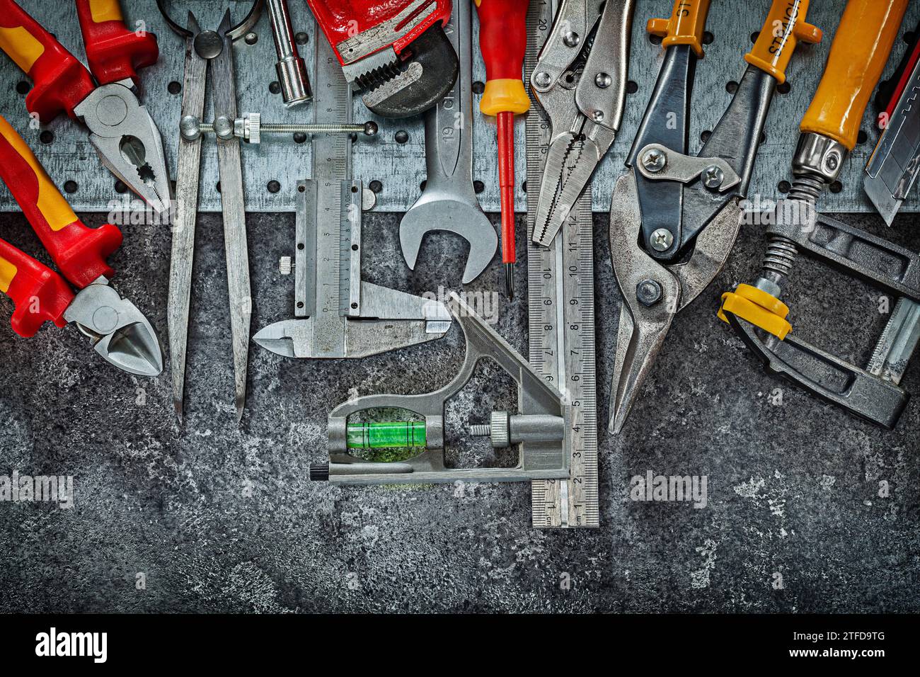 Big Set OF Construction Tools Composed On Metallic Plate Stock Photo ...