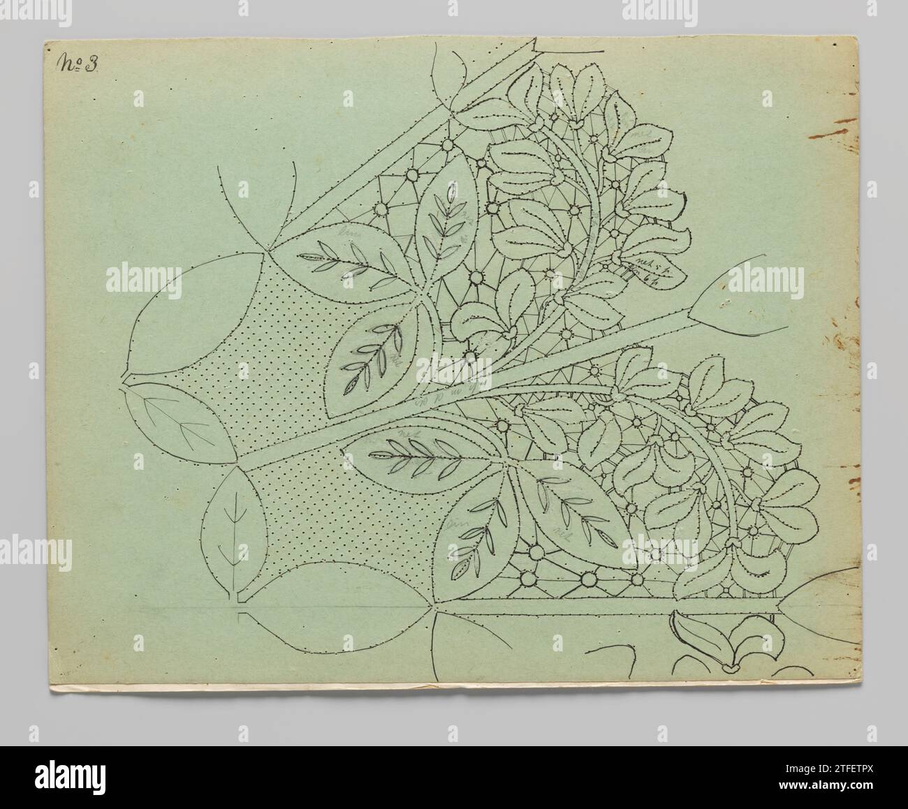 Kant pattern for a rug of bobbin with golden rain branches and flowers ...
