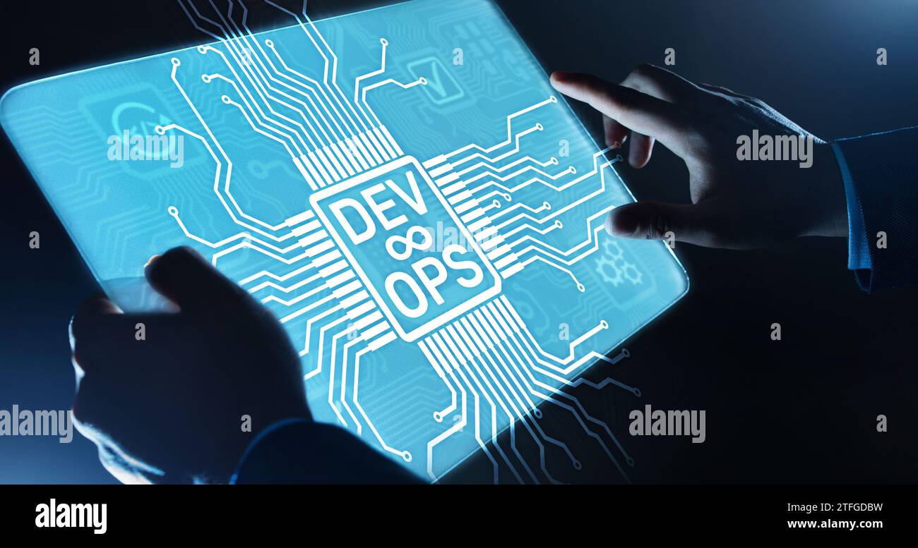 Devops Agile development and optimisation concept on virtual screen Stock Photo - Alamy
