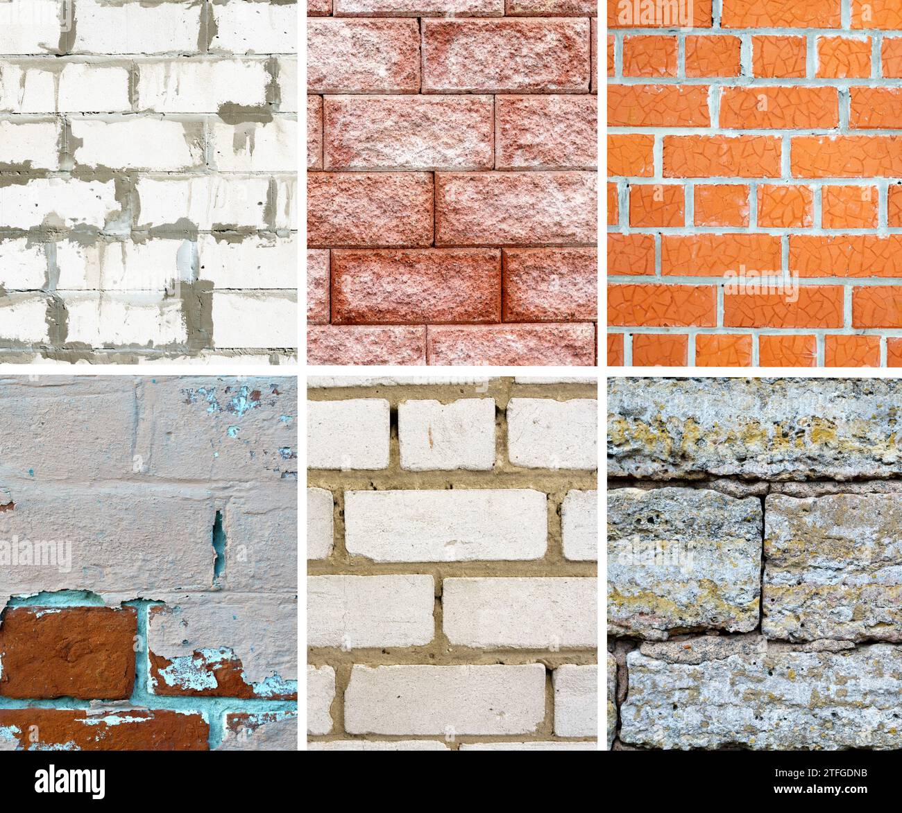 Collection of Textured Bricks, collage. Stone Background. The worn ...