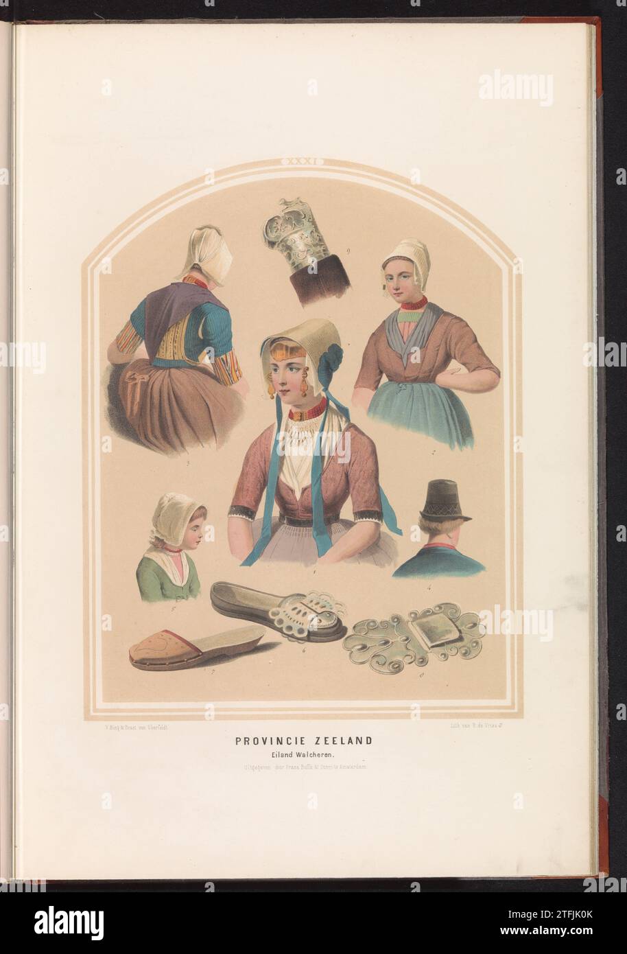 Traditional costume of island of Walcheren in Zeeland, 1857, 1857 ...