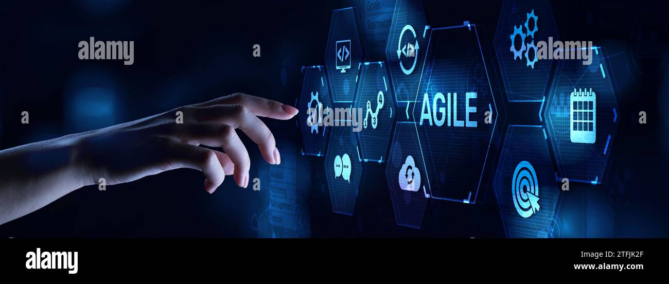Agile flexible software development technique. Technology concept Stock ...