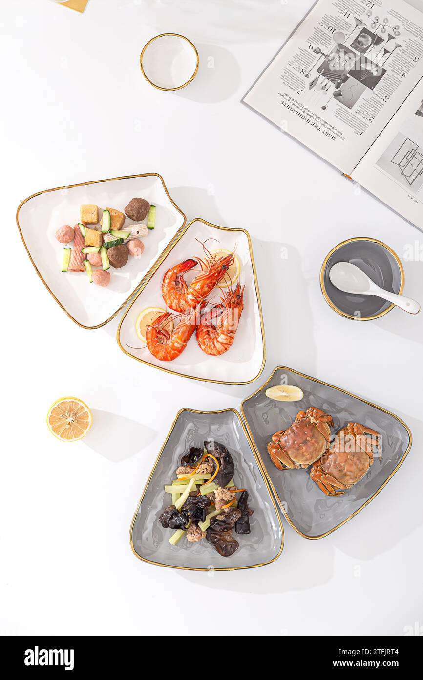 Images of cooking at home, preparing dinner, Asian food on the table ...