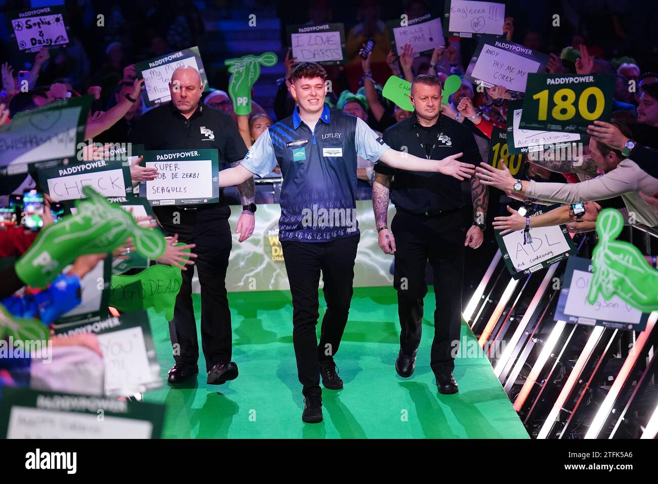 Owen Bates walks out to play Steve Lennon (not pictured) on day six of ...