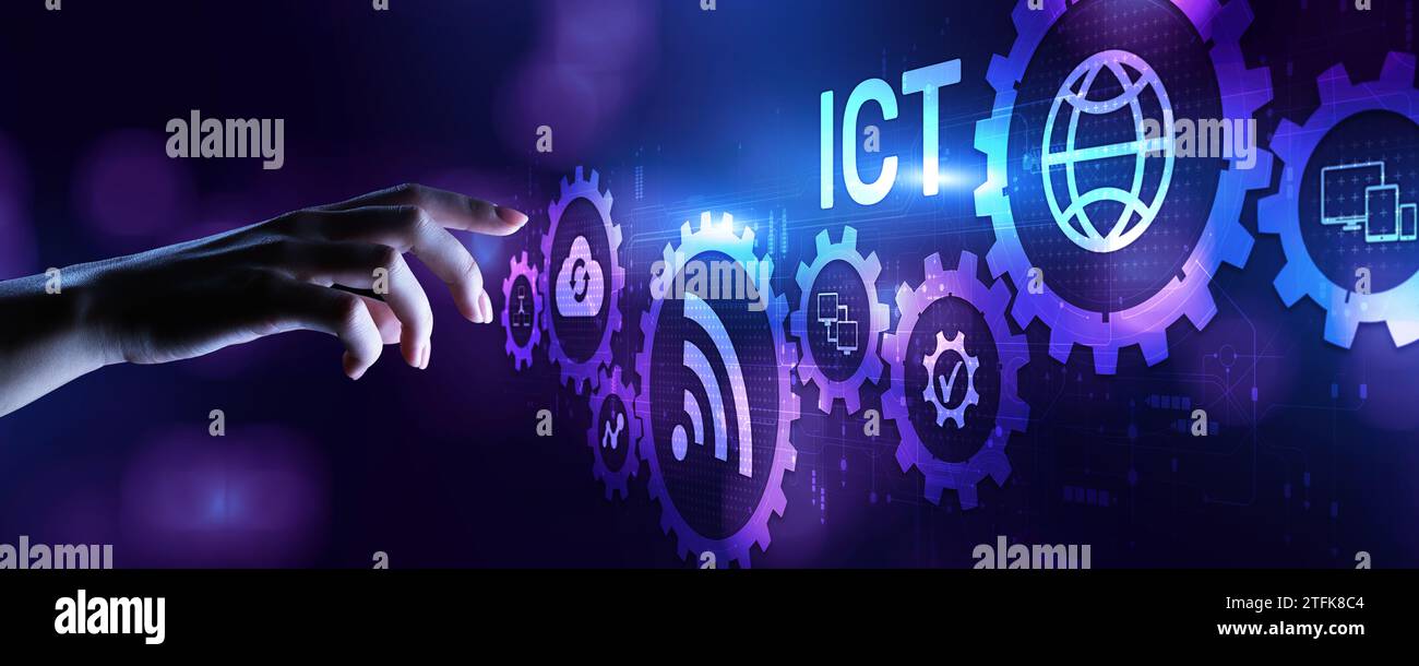 ICT Information communication technology internet concept on virtual ...