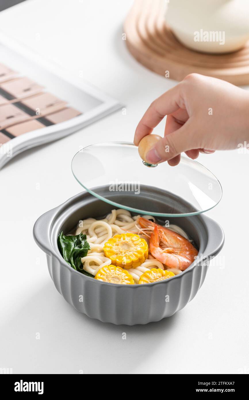 Images of cooking at home, preparing dinner, Asian food on the table ...