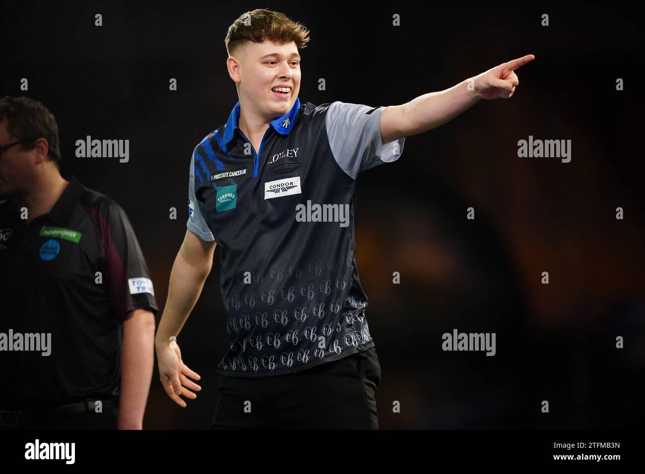 Owen Bates in action against Steve Lennon (not pictured) on day six of ...