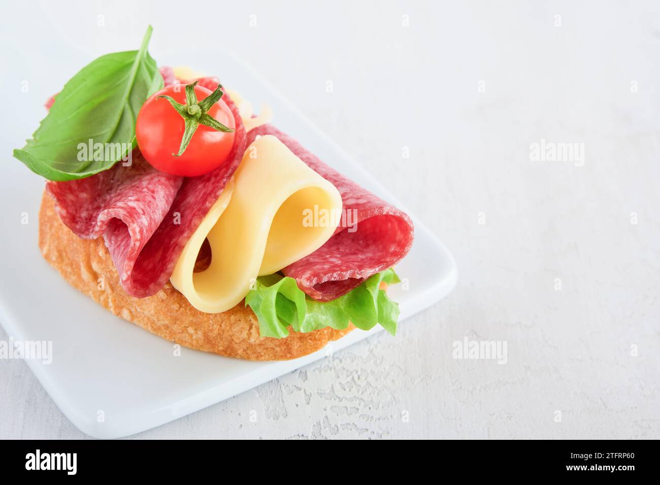 Salami sandwich. Delicious toasted sandwiches with slice salami, cheddar cheese lettuce and ...