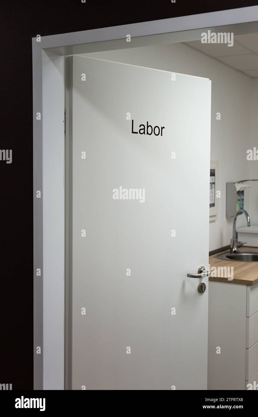 a half open door to the laboratory room in a doctor's surgery Stock ...